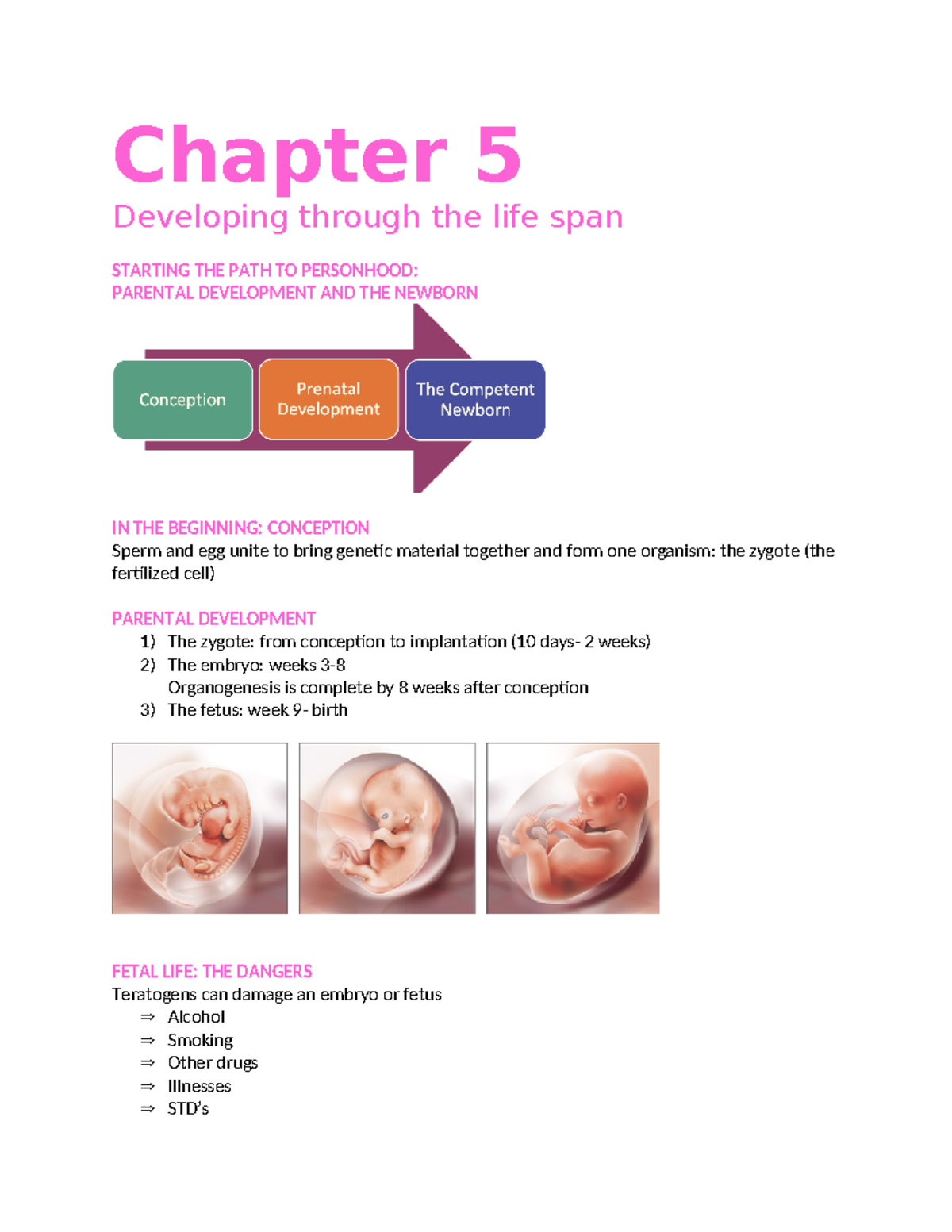 Psych 101: Chapter 5 - Notes on Development Through the Lifespan - Studocu