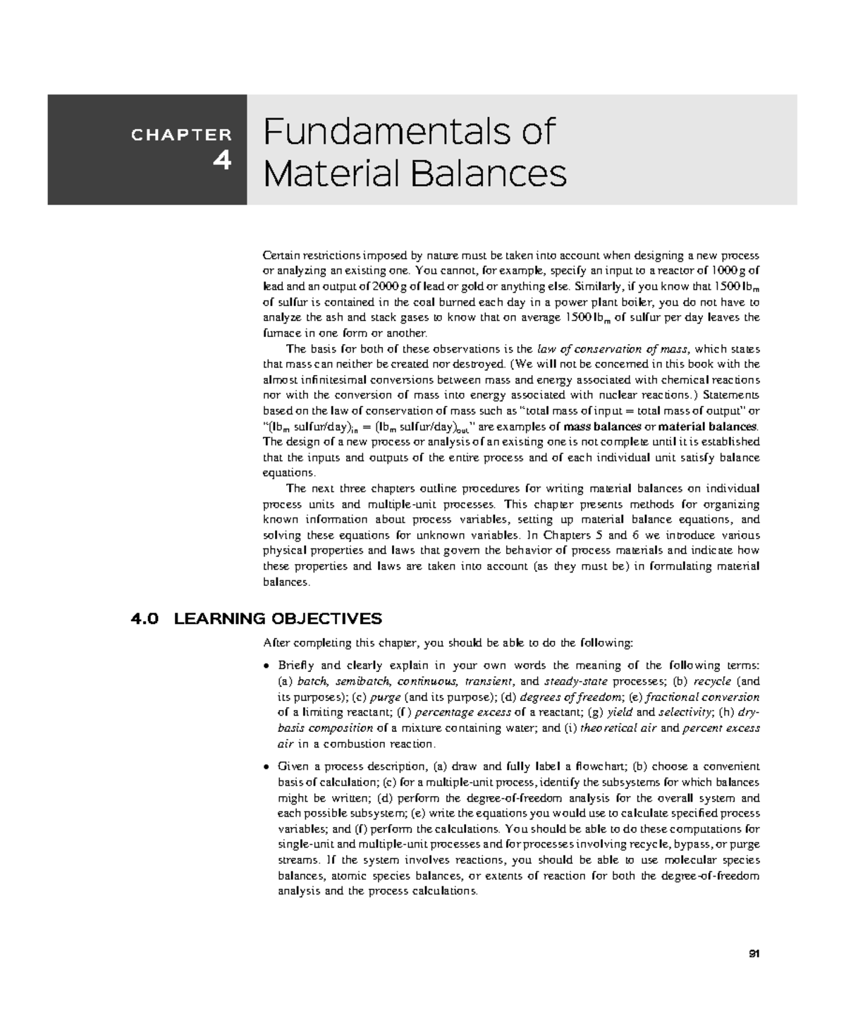 MEB 4.0: Fundamentals of Material Balances - Chapter Overview - Studocu