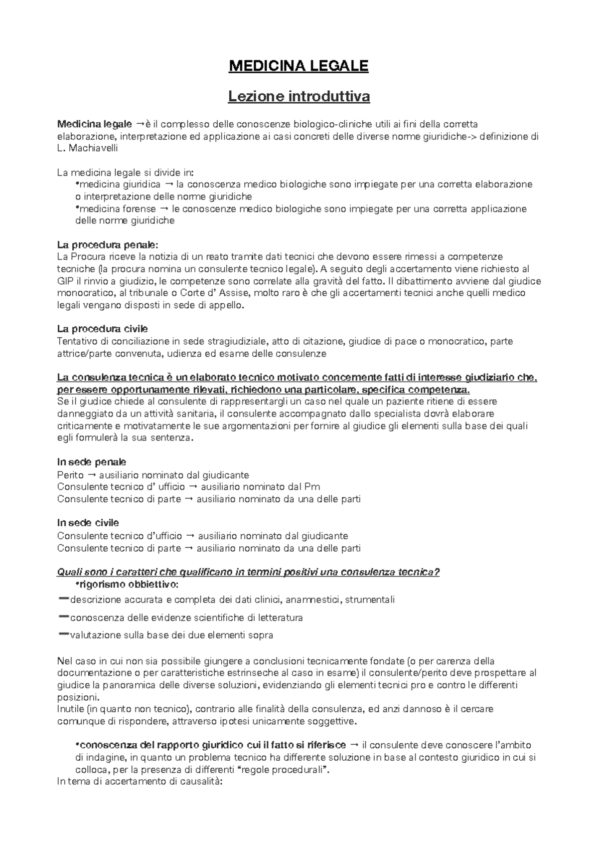 Medicina Legale - MEDICINA LEGALE Lezione introduttiva Medicina legale ...