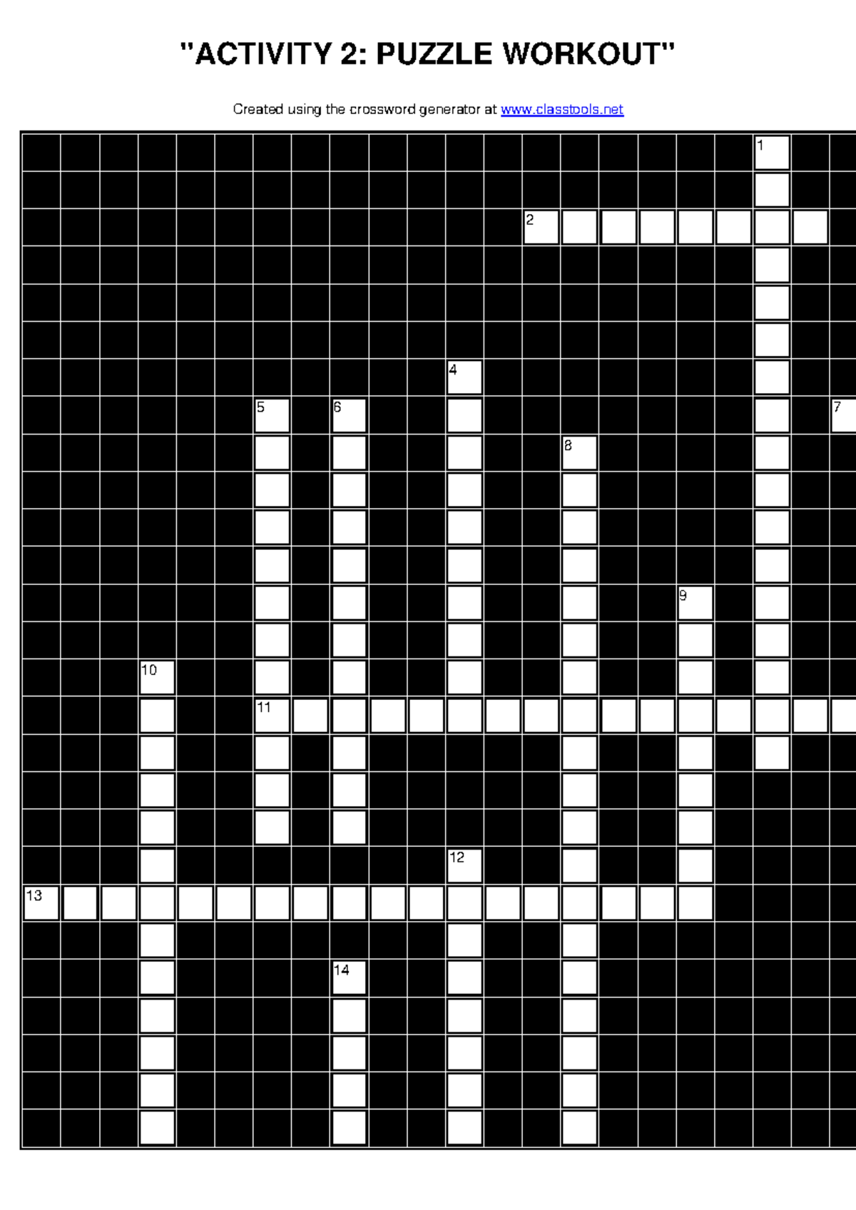Activity 2: Puzzle Workout - Engaging Crossword Exercise - Studocu