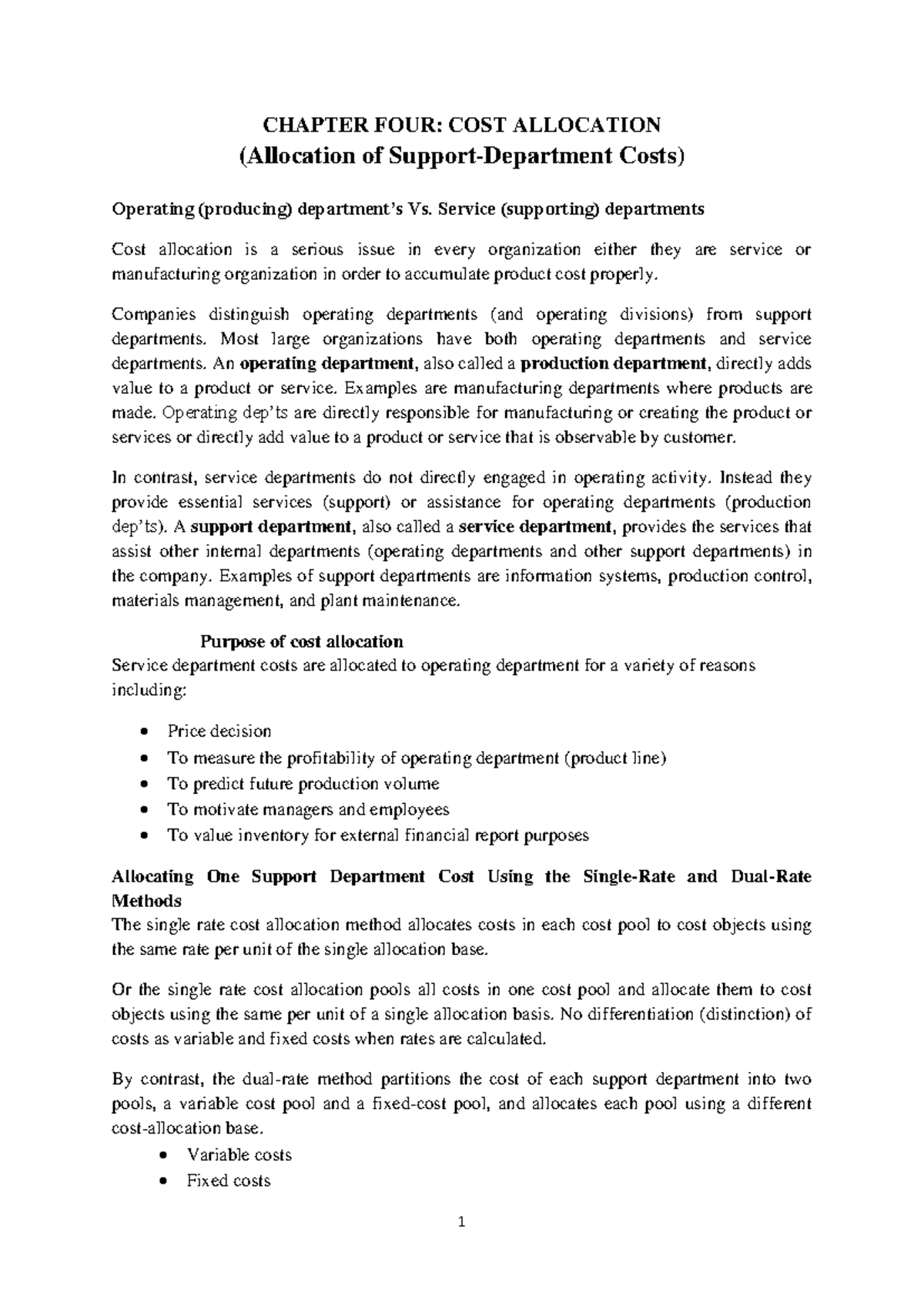 COST Allocation Explained: Chapter 4 Insights & Methods - Studocu
