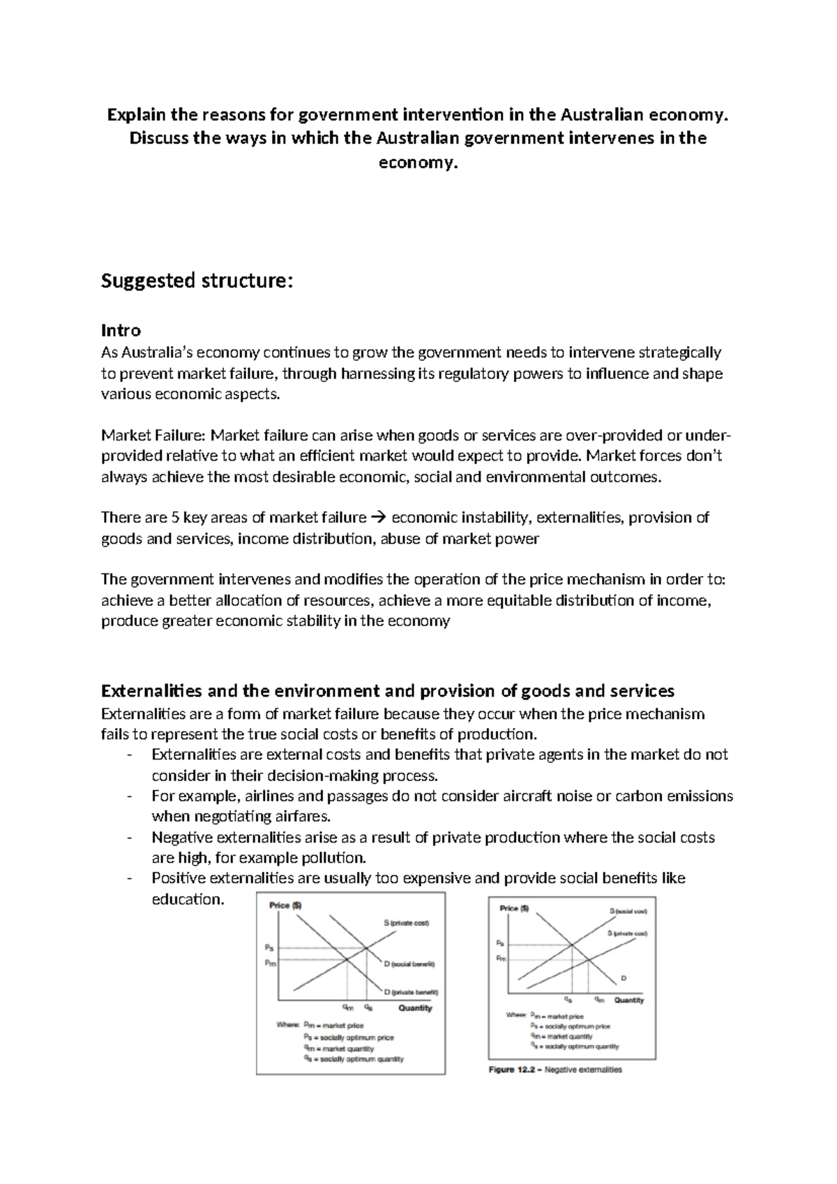 Market Failure Essay Plan: Understanding Government Intervention in AU ...