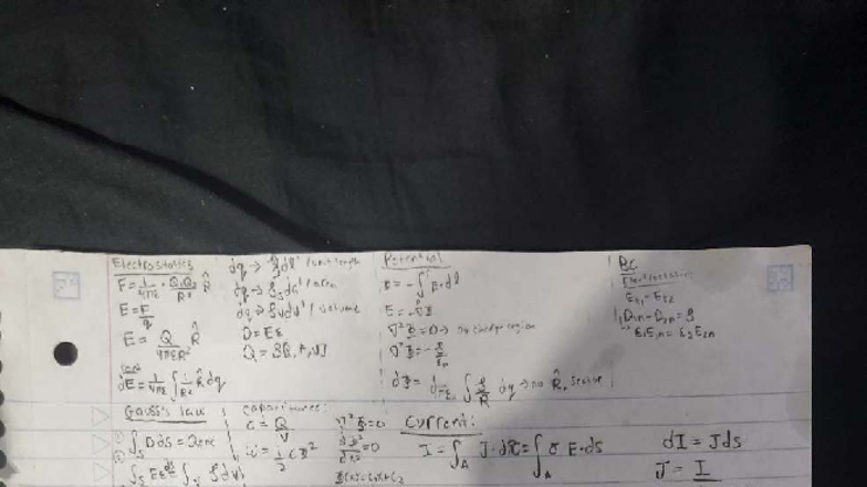 Electrostatics & Magnetostatics Formula Sheet - PHYS 101 - Studocu