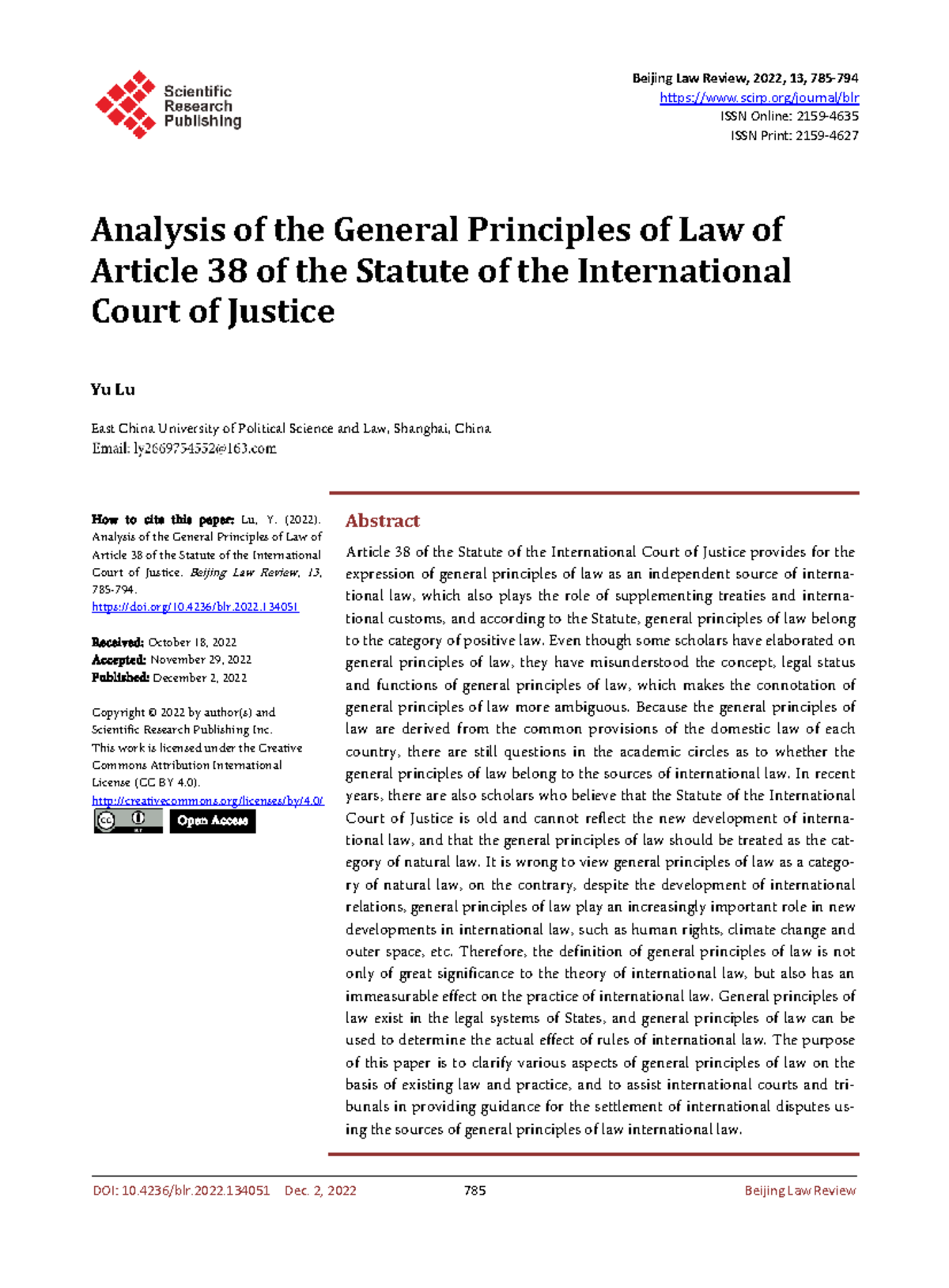 BLR 2022: Analysis of General Principles of Law in ICJ Statute - Studocu