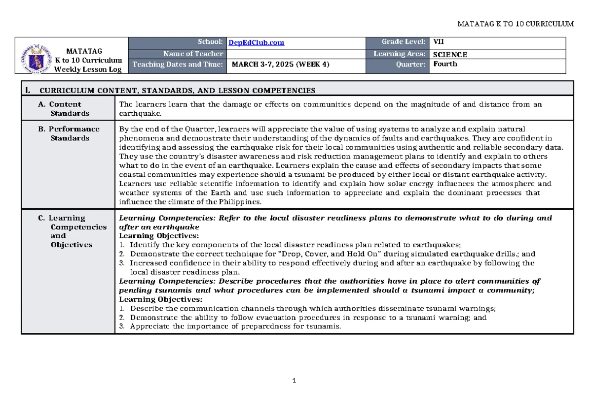 7ES DLP: Daily Lesson Plan on DNA Translation for Grade 10 - Studocu