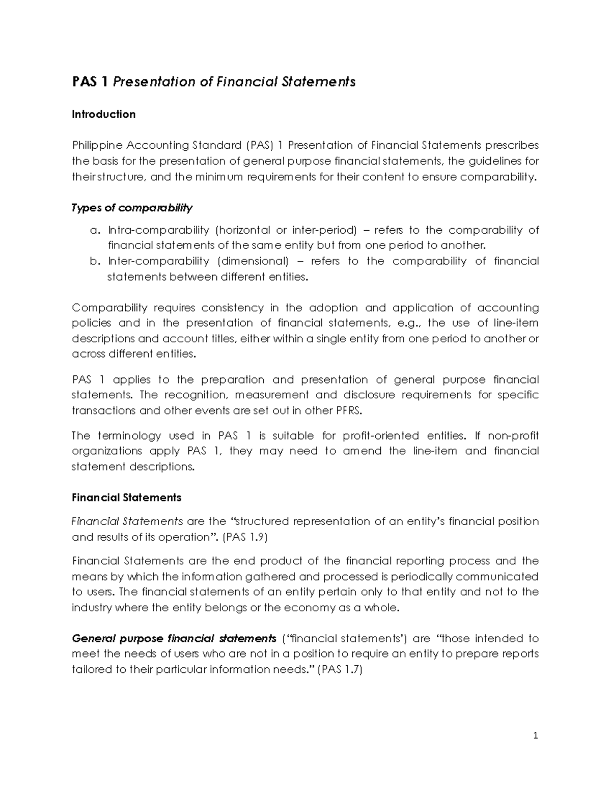 PAS 1-2-7 - Overview of PAS 1, 2, and 7 in Conceptual Framework 2022 ...