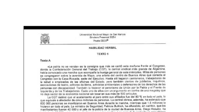 Examen Simulacro Área E 2025 - Universidad Nacional Mayor de San Marcos - Studocu