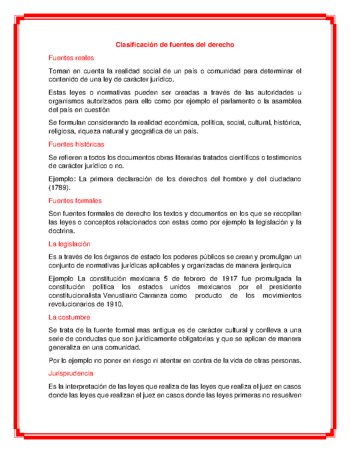 Clasificación de Fuentes del Derecho: Reales, Históricas y Formales ...