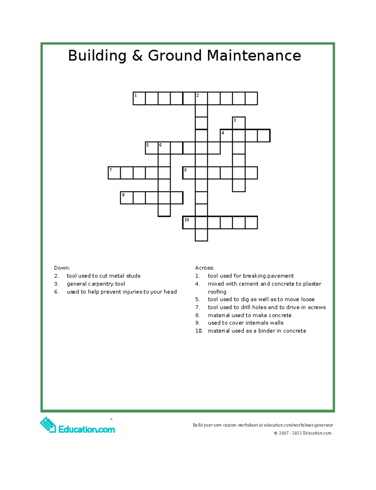 Building Ground Maintenance Puzzle BGM: Tools and Materials - Studocu