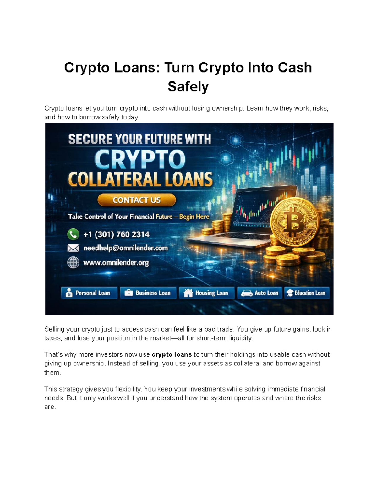 Crypto Loans 101: Safely Convert Crypto to Cash Without Selling - Studocu