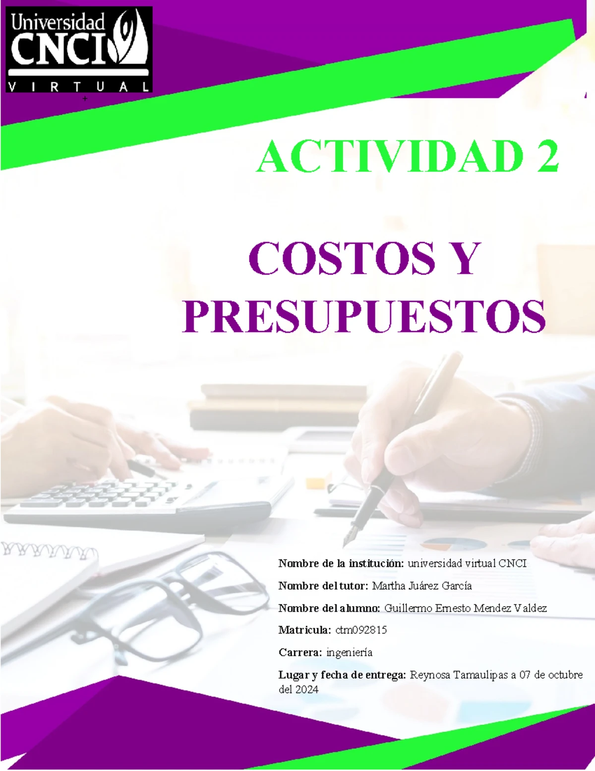 Costos y Presupuestos: Proyecto Modular - AL 100106 - Studocu