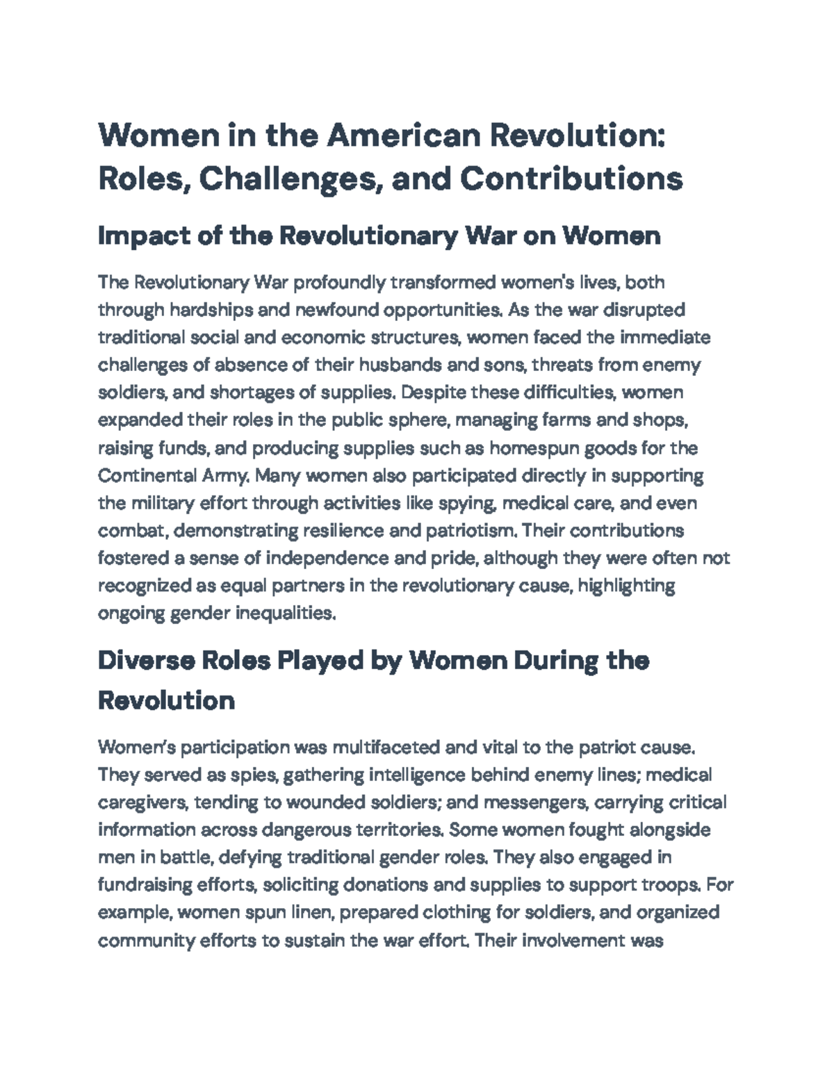 Women in the American Revolution: Roles, Challenges, and Contributions ...