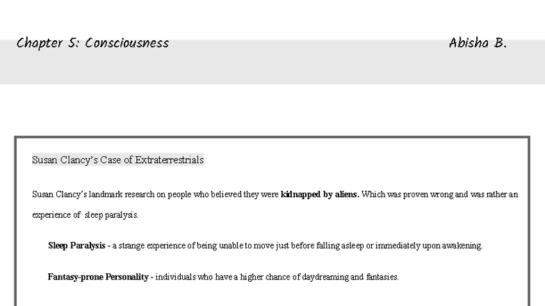 PSYC 102: Chapter 5 - Overview of Consciousness & Sleep Disorders - Studocu