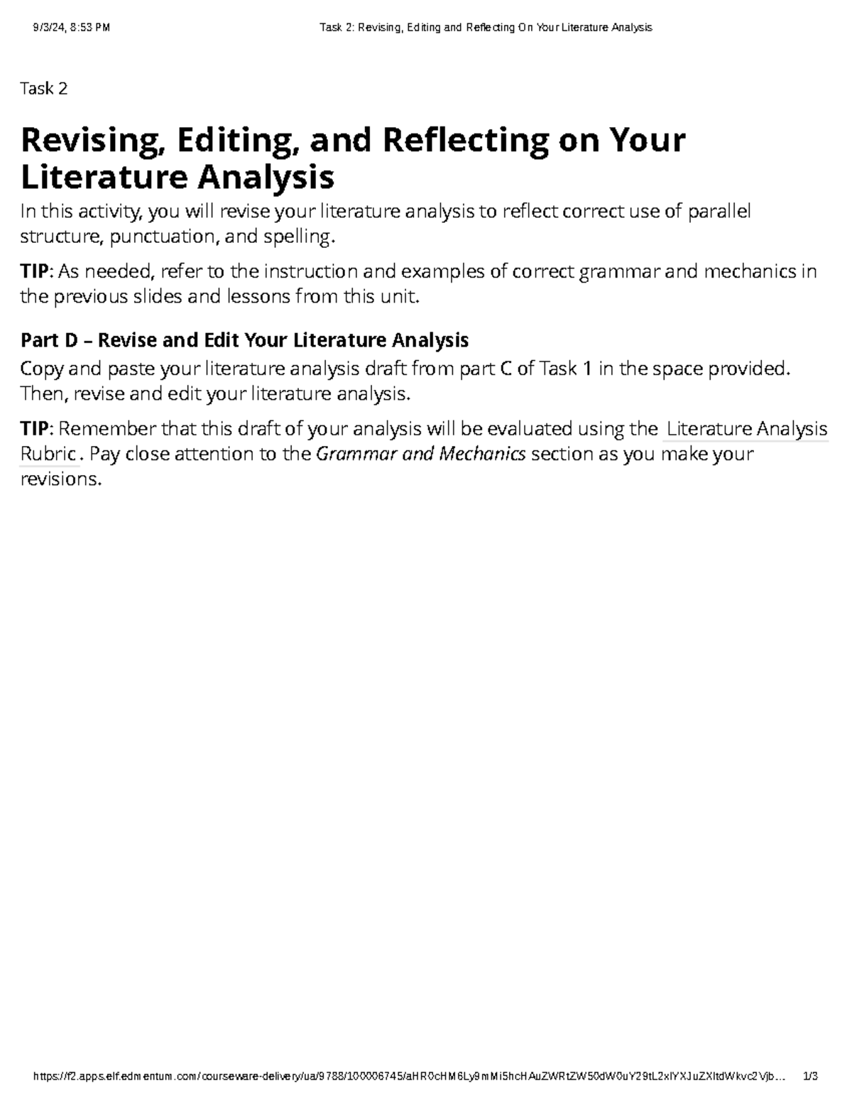 Revising & Editing: Literature Analysis on Authorial Techniques (1 Unit ...