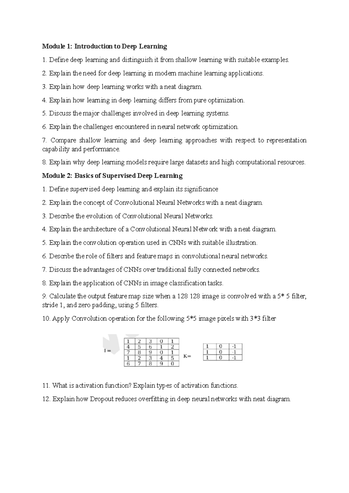 DLR IMP Questions: Deep Learning Overview & Supervised Learning - Studocu