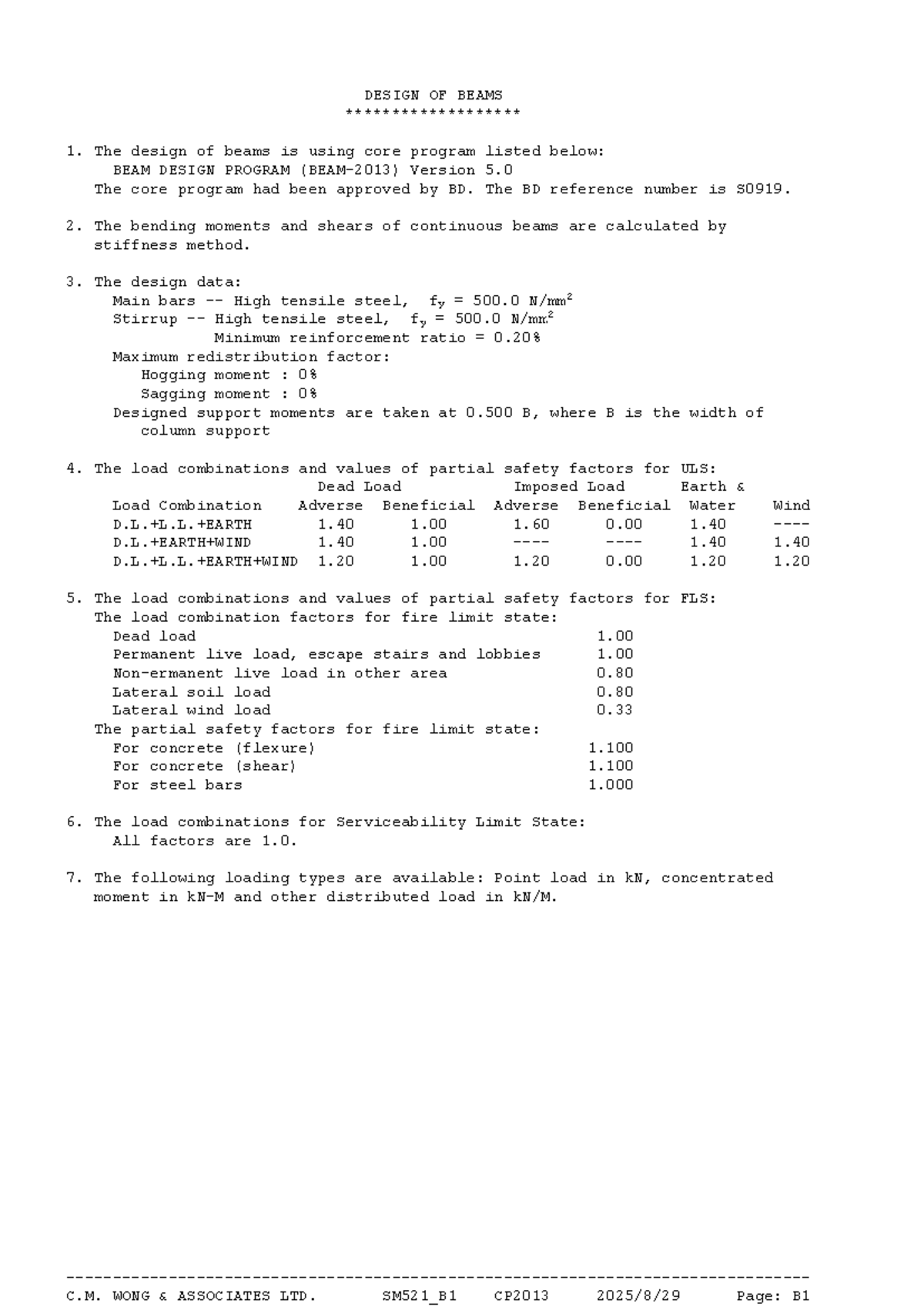 BEAM DESIGN PROGRAM V5.0 - S0919 Analysis and Calculations - Studocu