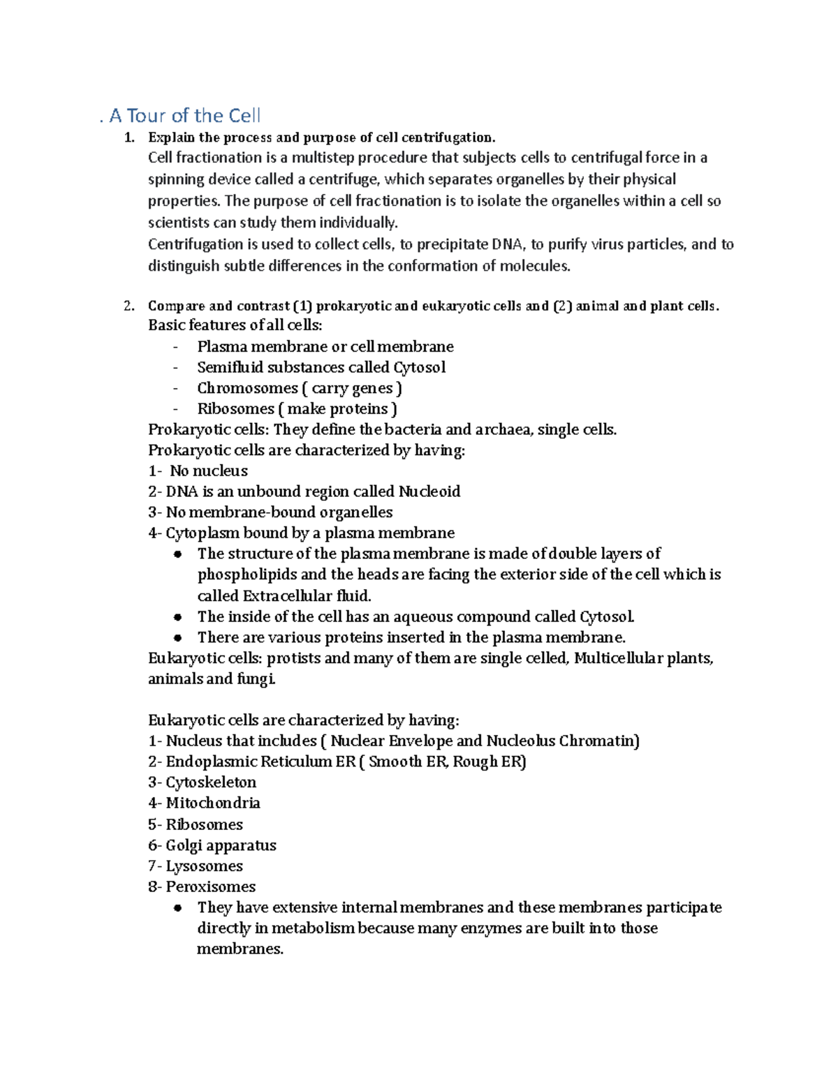 Mid-Term Exam 2: Cellular Structure & Function (Chapters 6-9) - Studocu