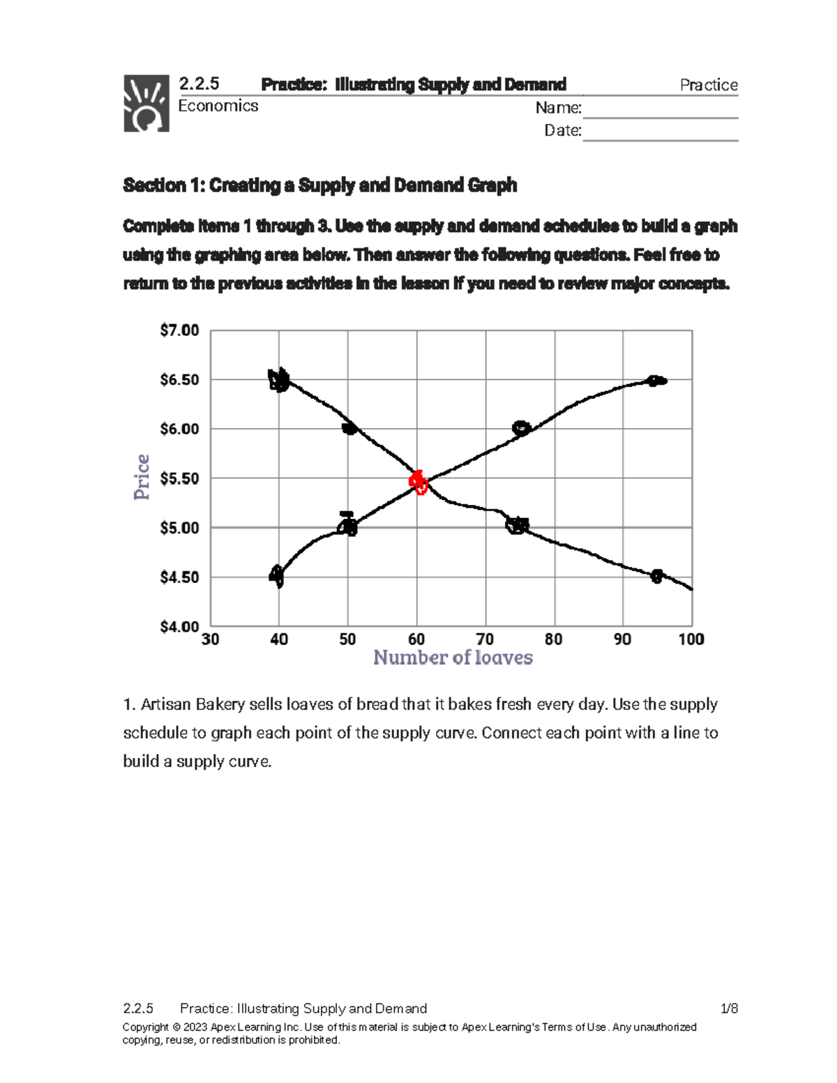 2.2.5 Practice: Supply and Demand Graphing Exercises - Studocu