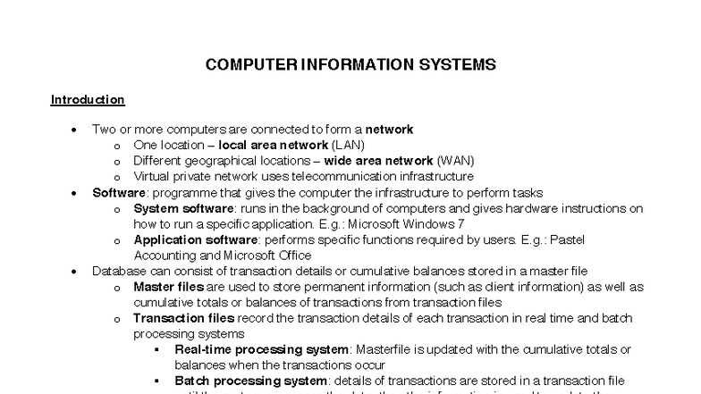 CIS 101: Introduction to Computer Information Systems and Trends - Studocu