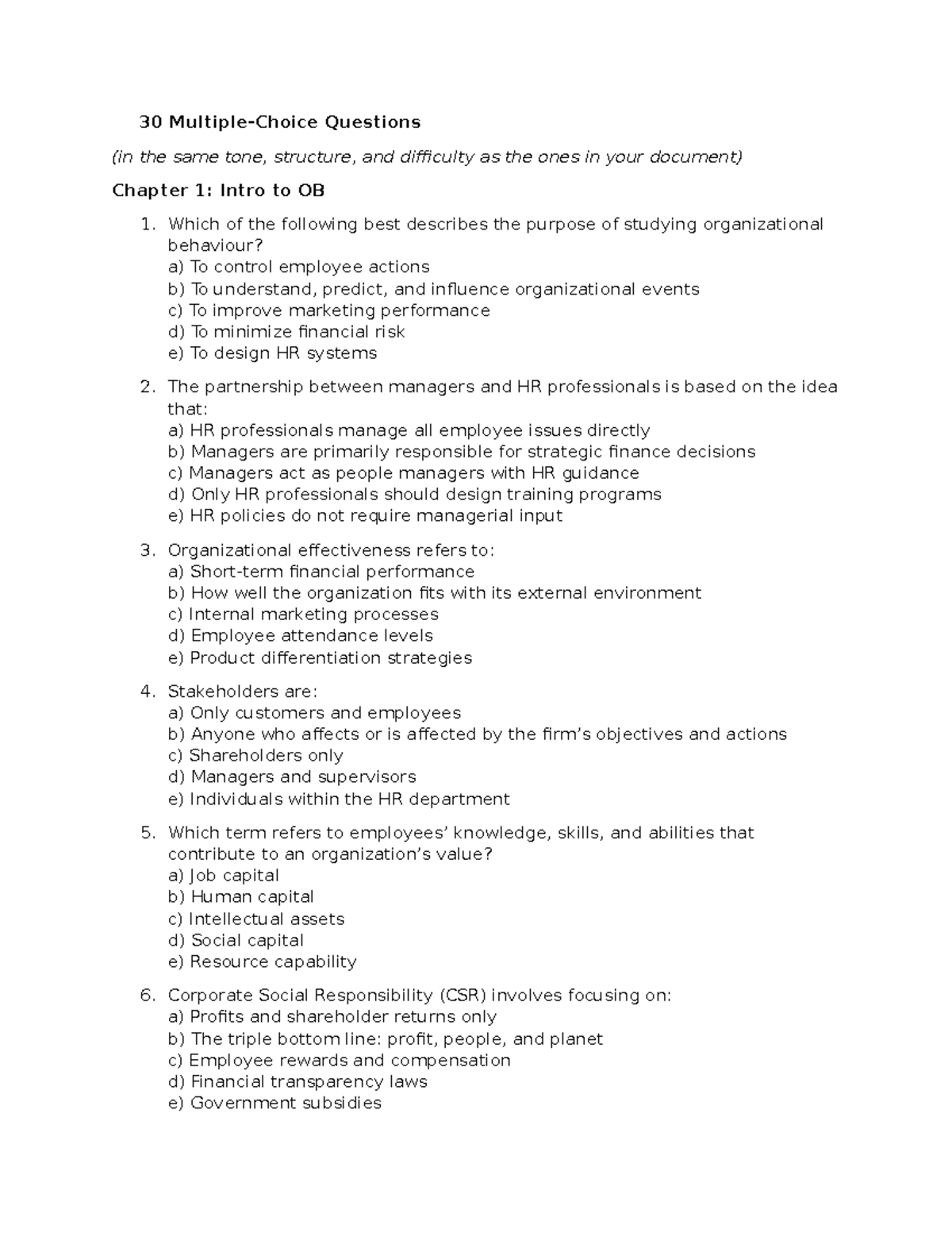 COMM229 Midterm 1 Sample Questions: Intro to OB & Job Analysis - Studocu