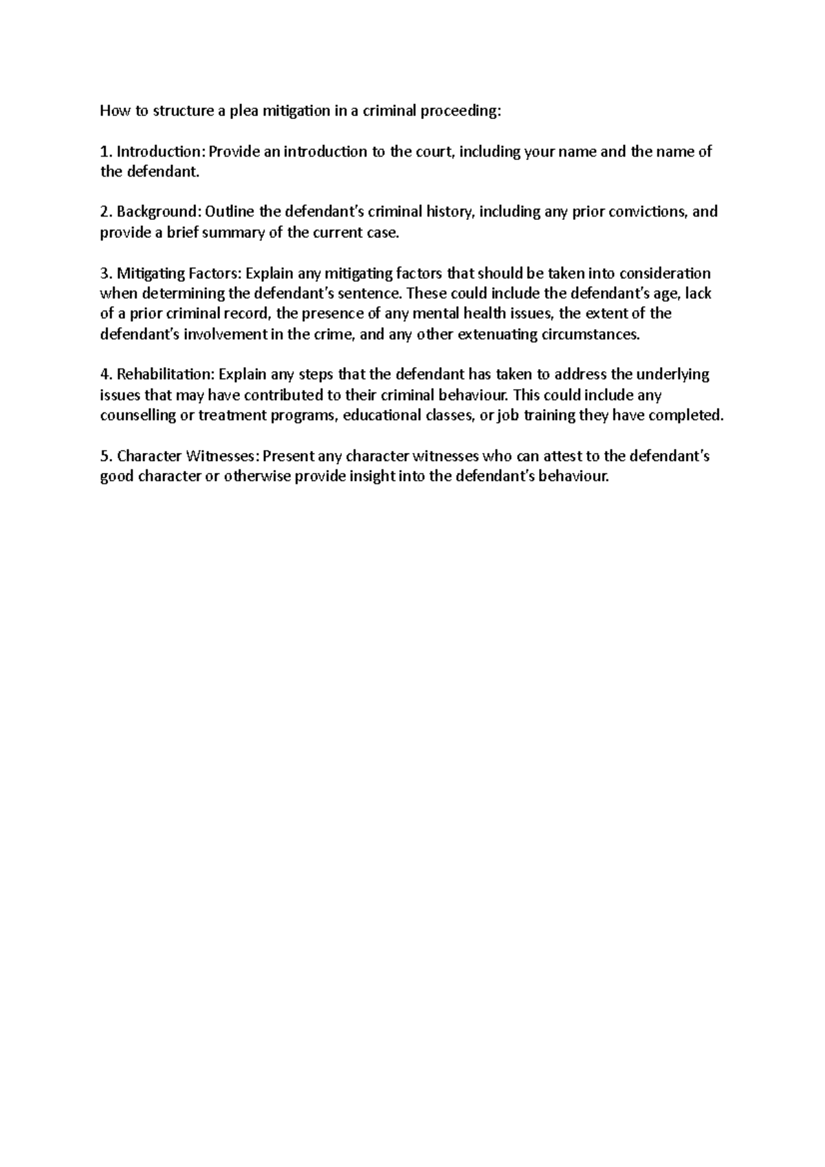 Plea Mitigation Structure in Criminal Cases: A Comprehensive Guide ...