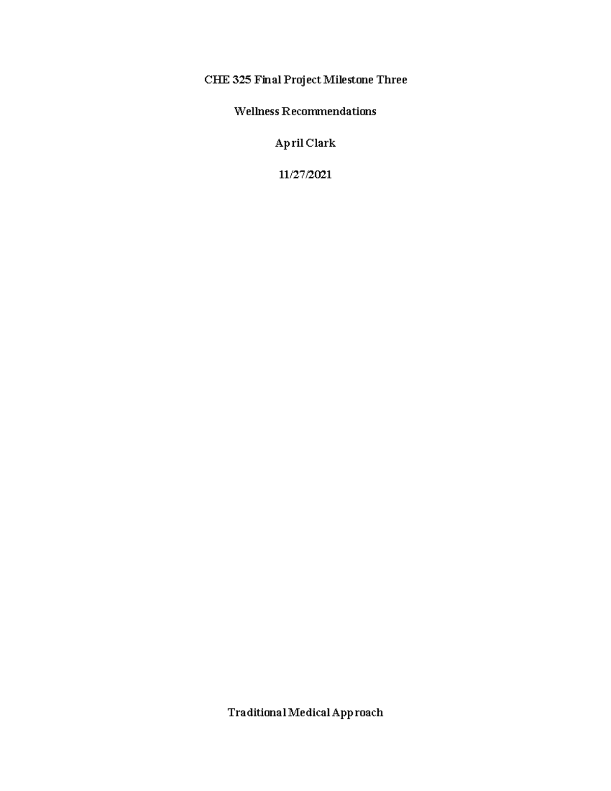CHE 325 Final Project Milestone 3: Wellness Recommendations for Paula ...
