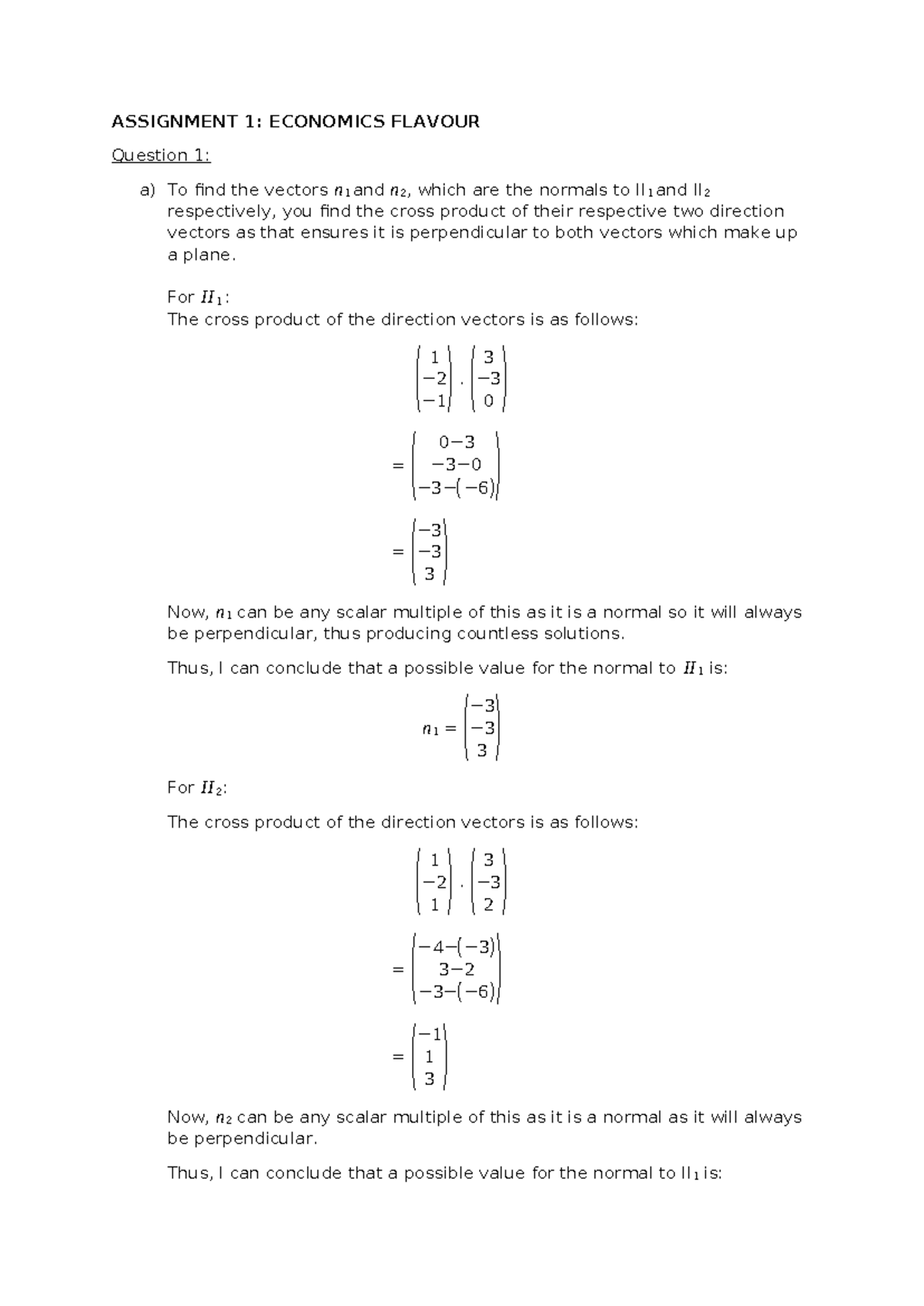 MATH 1141: Assignment 1 - Economics Flavour Analysis - Studocu