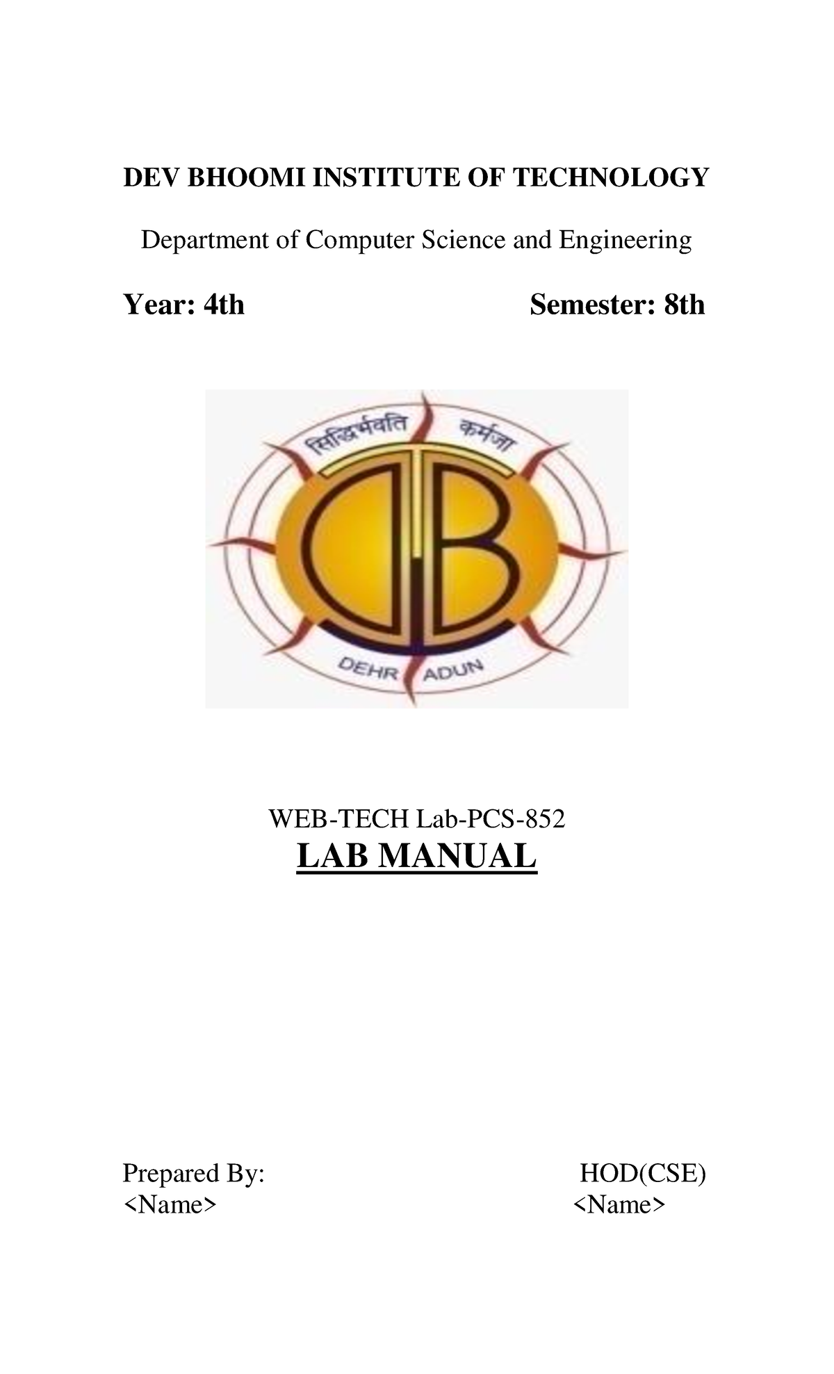 Web Technology Lab Manual - Course Code: PCS - 4th Semester - Studocu