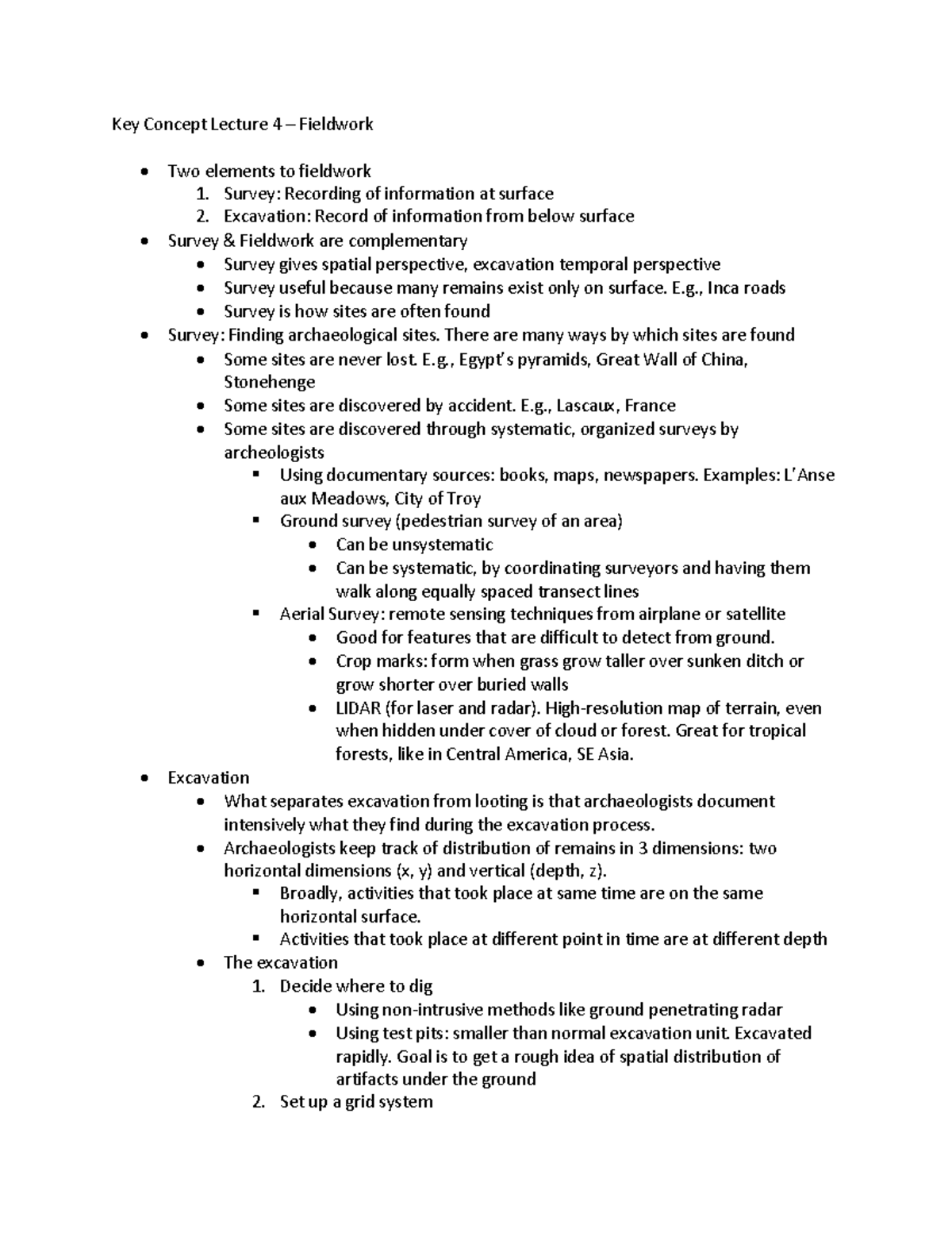 Key Concept Lecture 4: Fieldwork in Archaeology Insights - Studocu