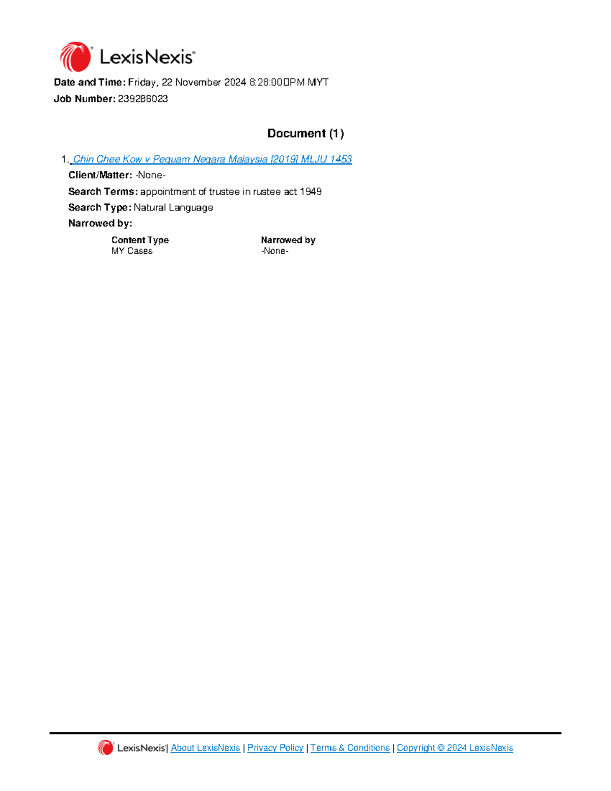 Chin Chee Kow v Peguam Negara Malaysia [2019] MLJU 1453 Case Study ...