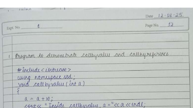 Computer Organization Lab Expts: Call by Value & Inheritance - Studocu