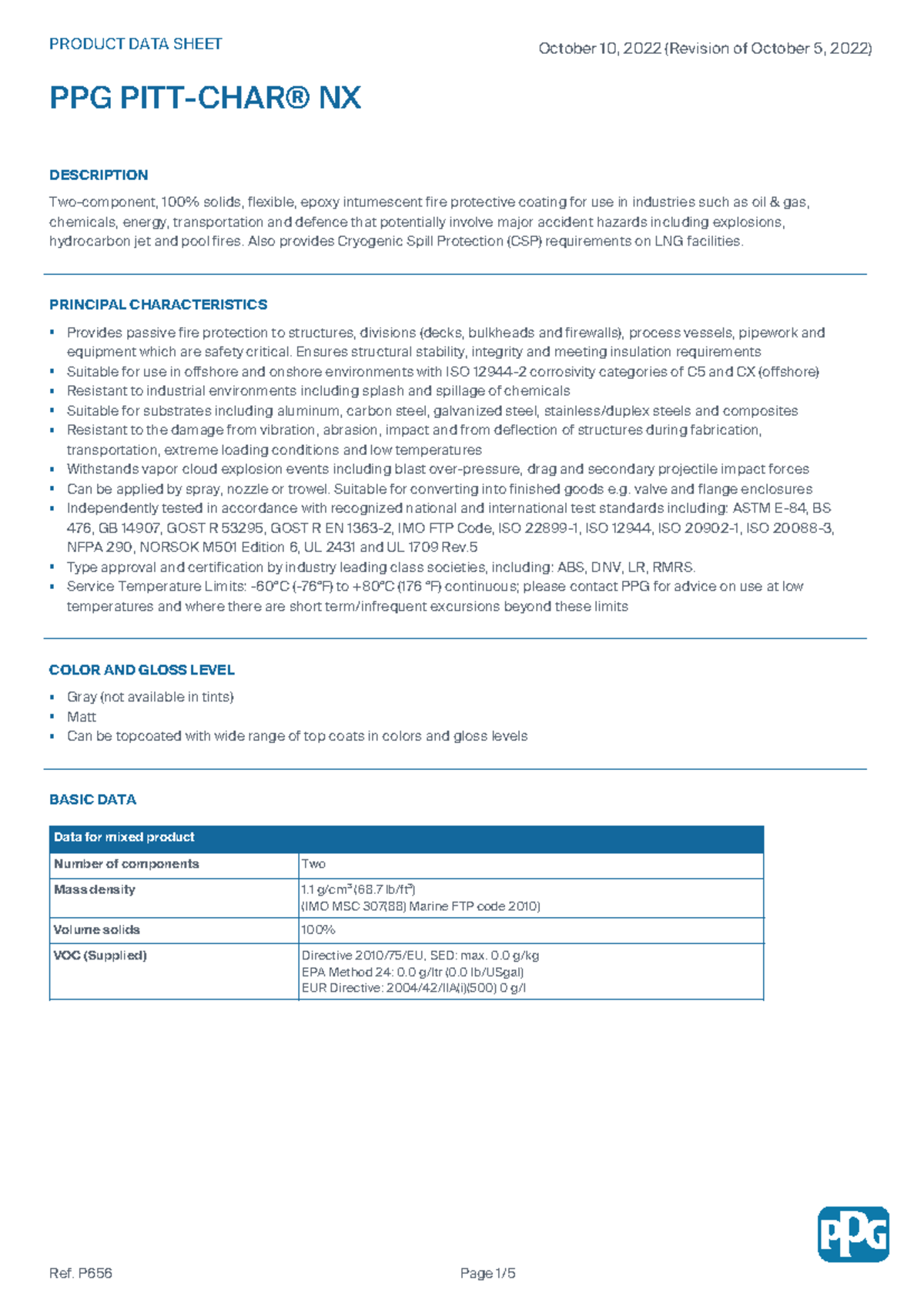 PPG P656 - PITT-CHAR® NX MSDS for Fire Protective Coating - Studocu