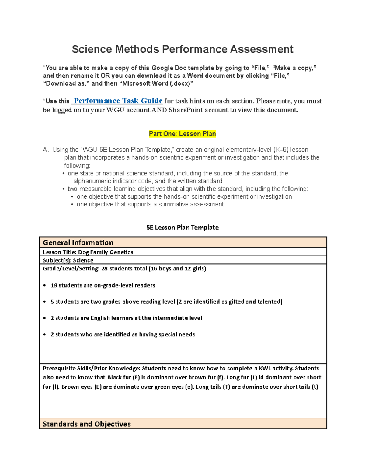5E Lesson Plan - Science template - Science Methods Performance ...