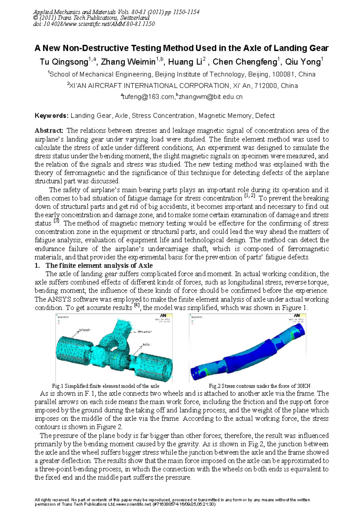 New Testing Method for Axle Stress in Landing Gear: A Study - Studocu