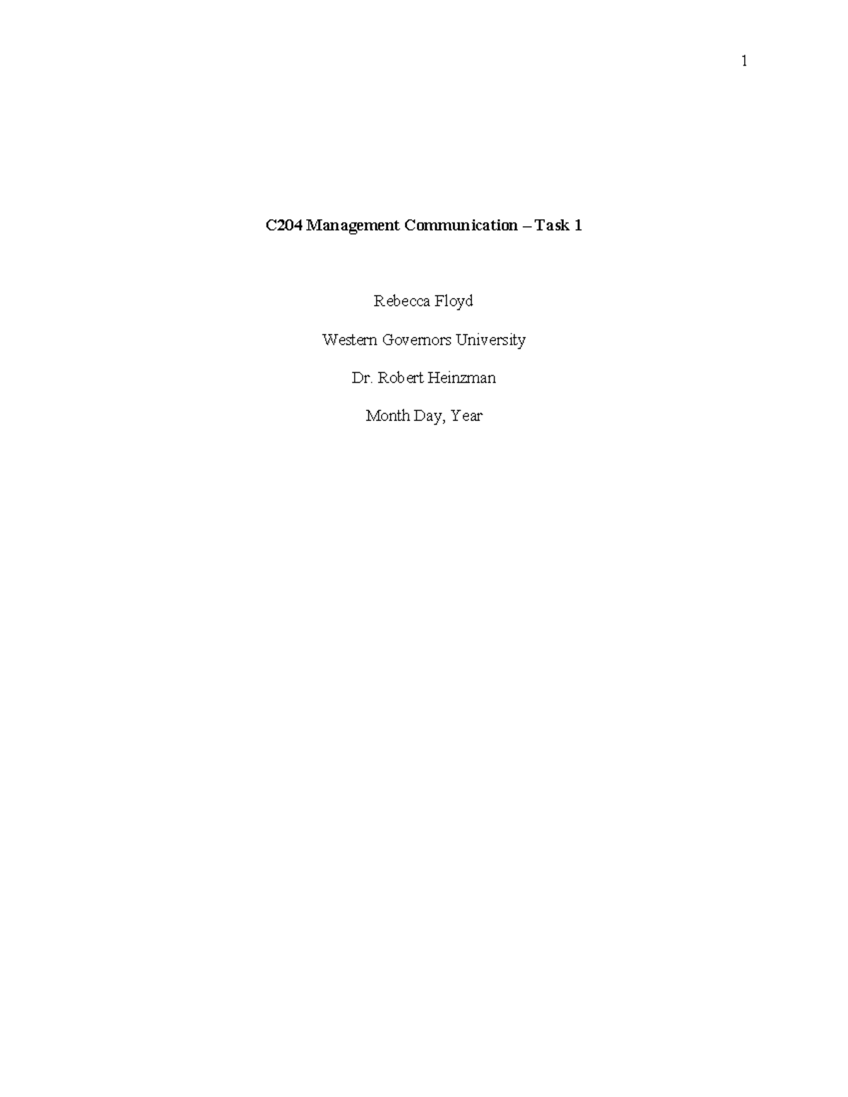 APA 7th edition template - C204 Management Communication – Task 1 ...