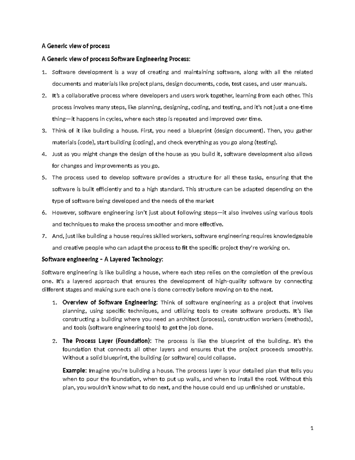 Software Engineering Process Overview: A Layered Approach - Studocu