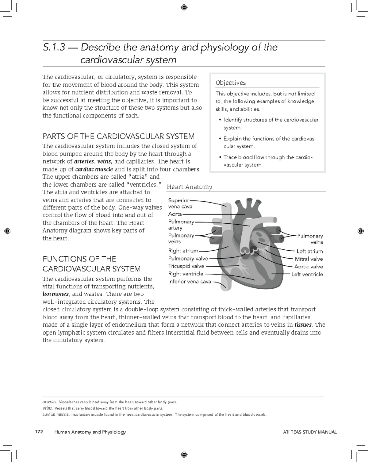 S.1.3 Cardiovascular System Anatomy & Physiology Overview - Studocu