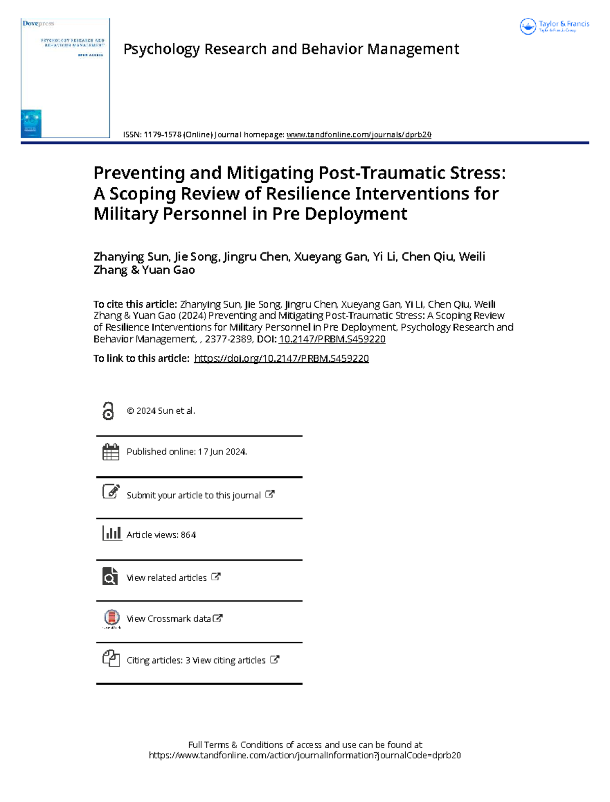 Preventing PTSD: Resilience Interventions for Military Personnel (PSY ...