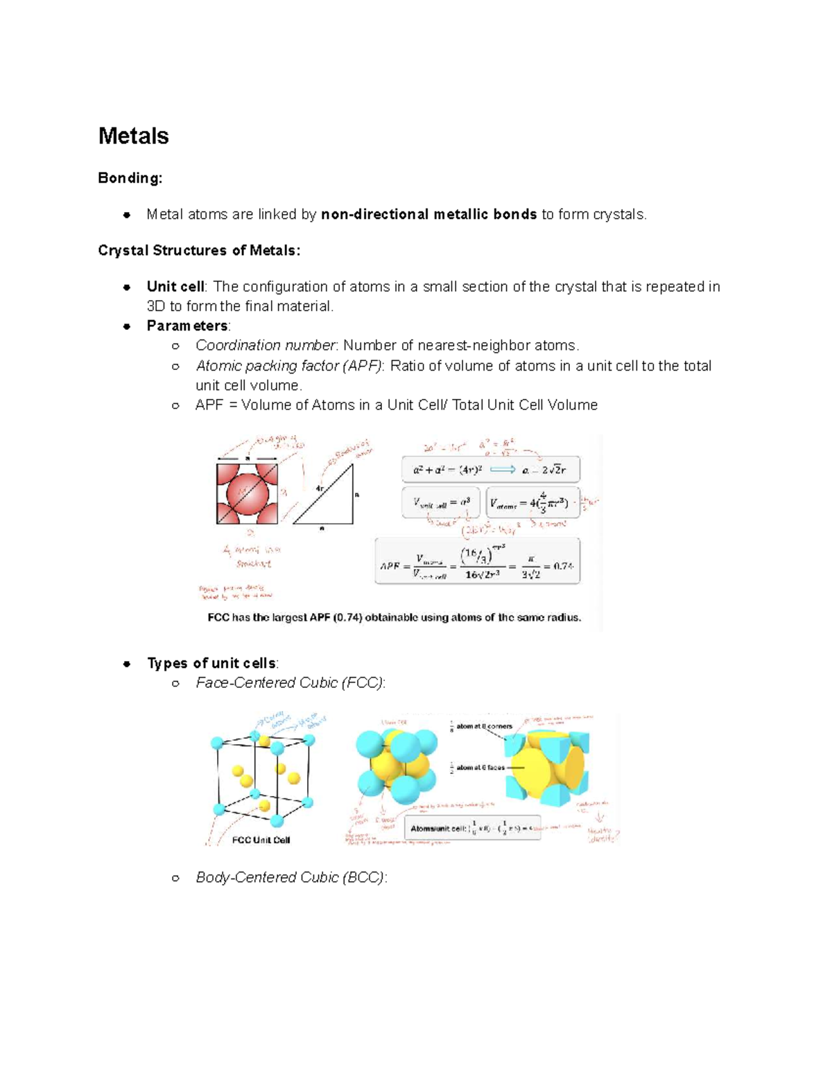 Metals Bonding and Crystal Structures: Key Concepts and Defects - Studocu