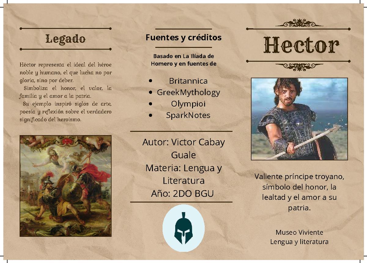 Héroe Noble: Legado de Héctor en La Ilíada - Lengua y Literatura 2DO ...