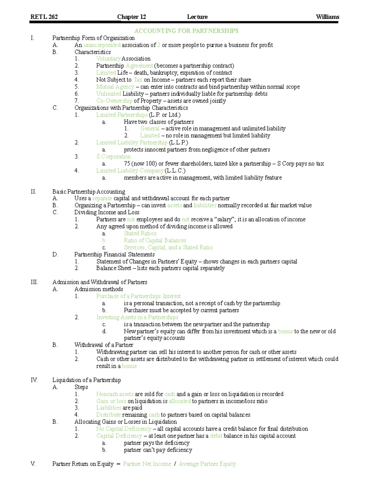 Retl262 - chapter 12 notes - RETL 262 Chapter 12 Lecture Williams ...
