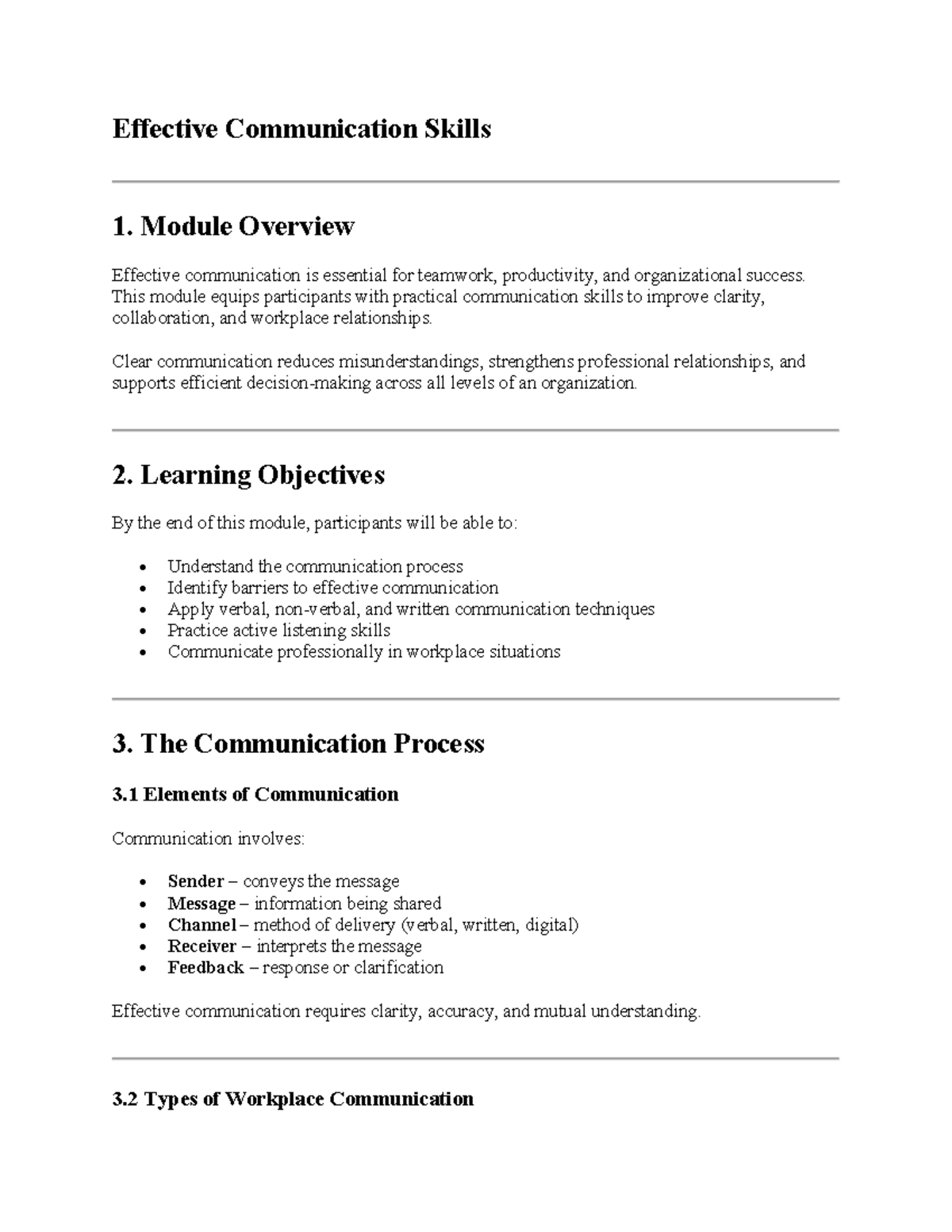 Effective Communication Skills 1: Module Overview and Techniques - Studocu
