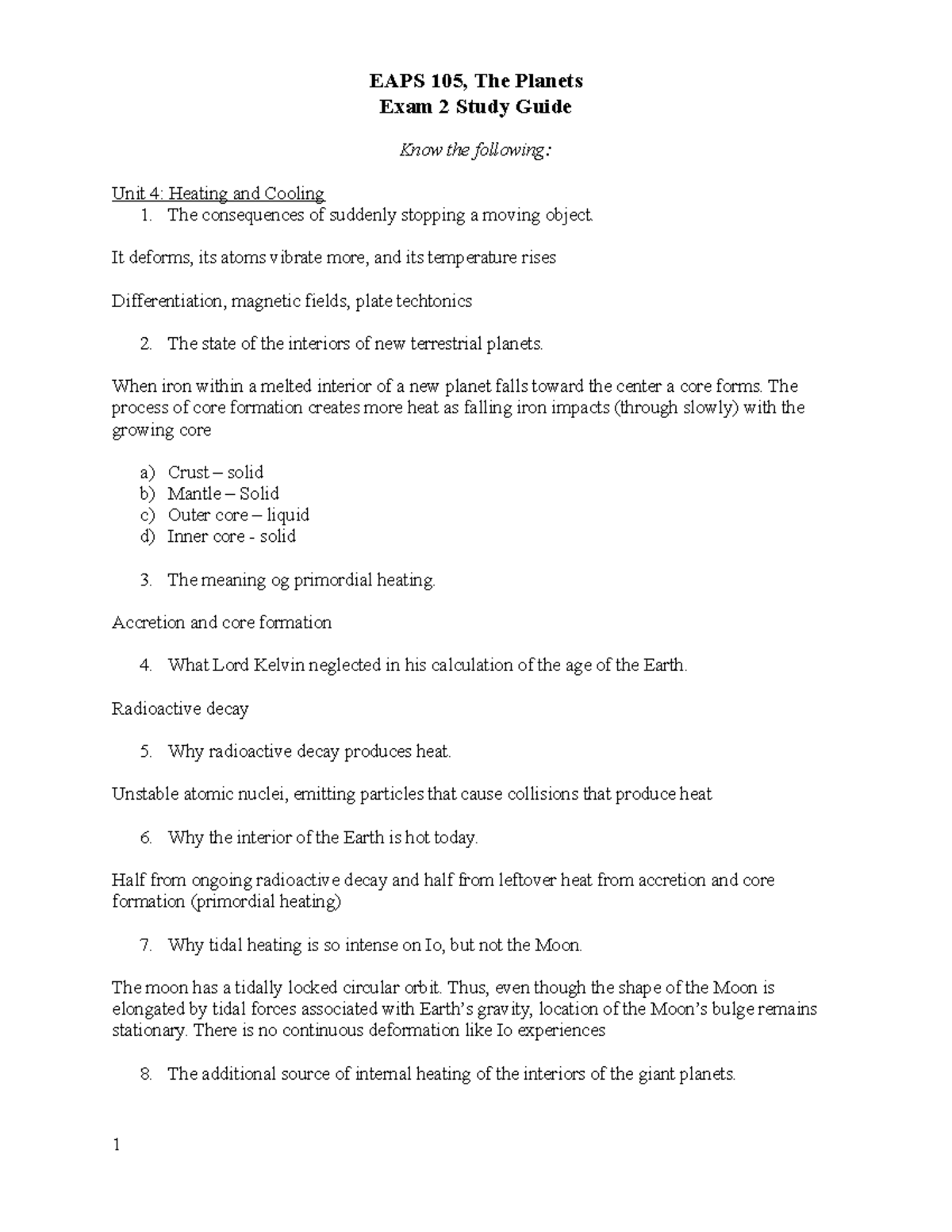 EAPS 105 Exam 2 Study Guide: Key Concepts and Review Notes - Studocu