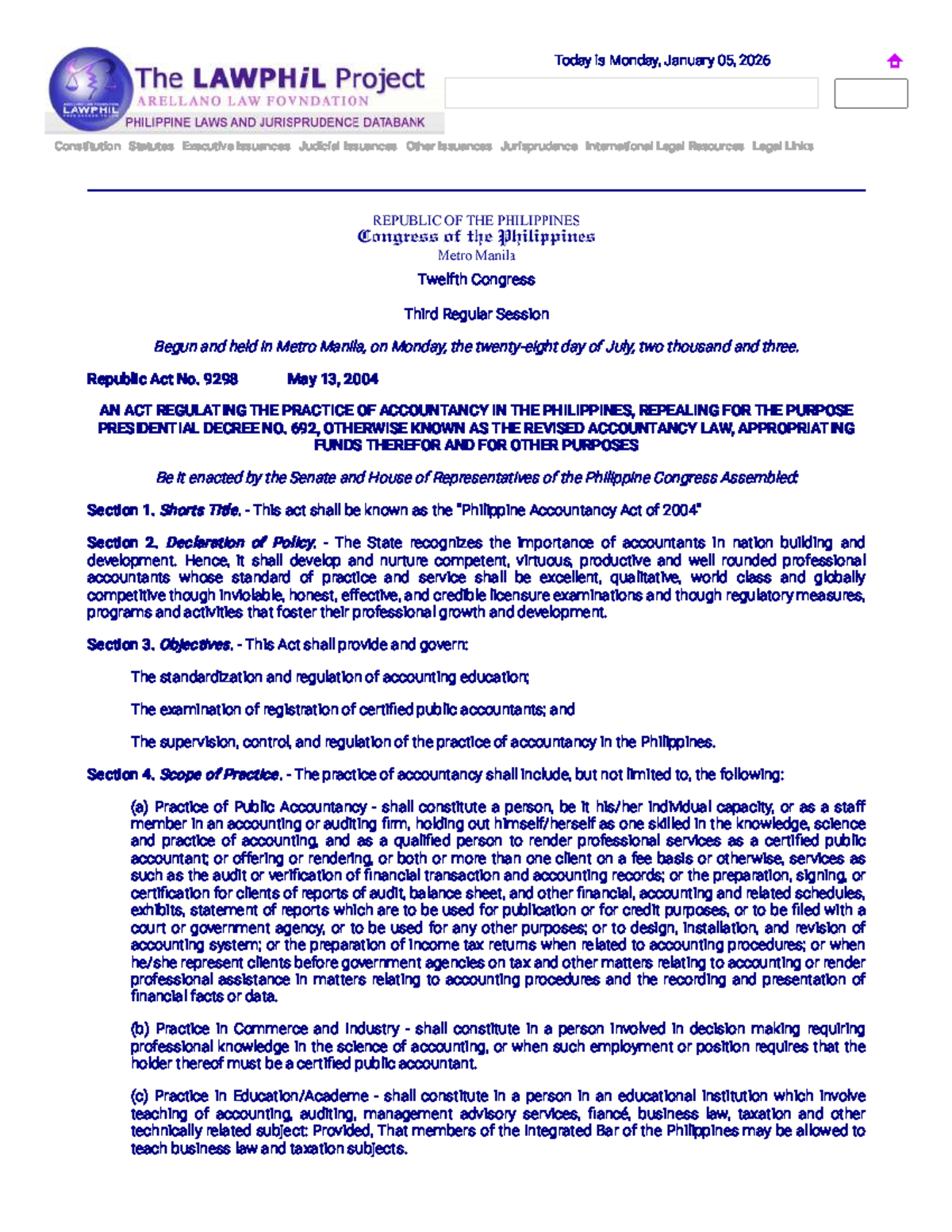 Republic Act No. 9298: Regulating Accountancy Practice in the ...