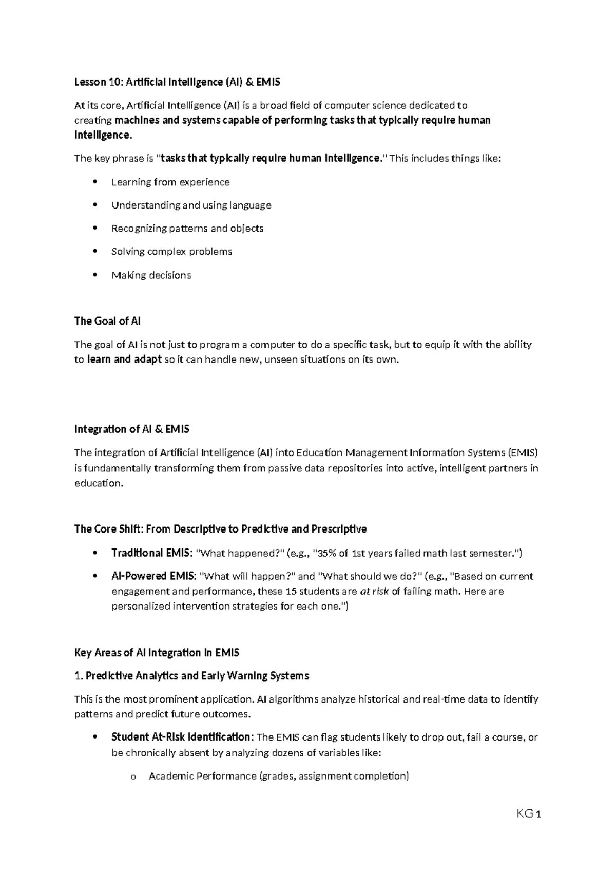 Lesson 10: AI Integration in Education Management Information Systems ...