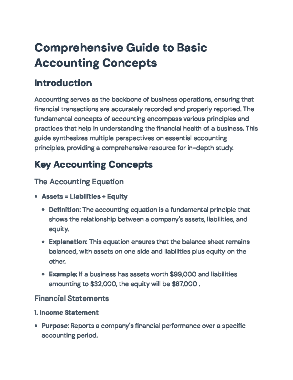 Comprehensive Guide to Basic Accounting Concepts and Principles ...