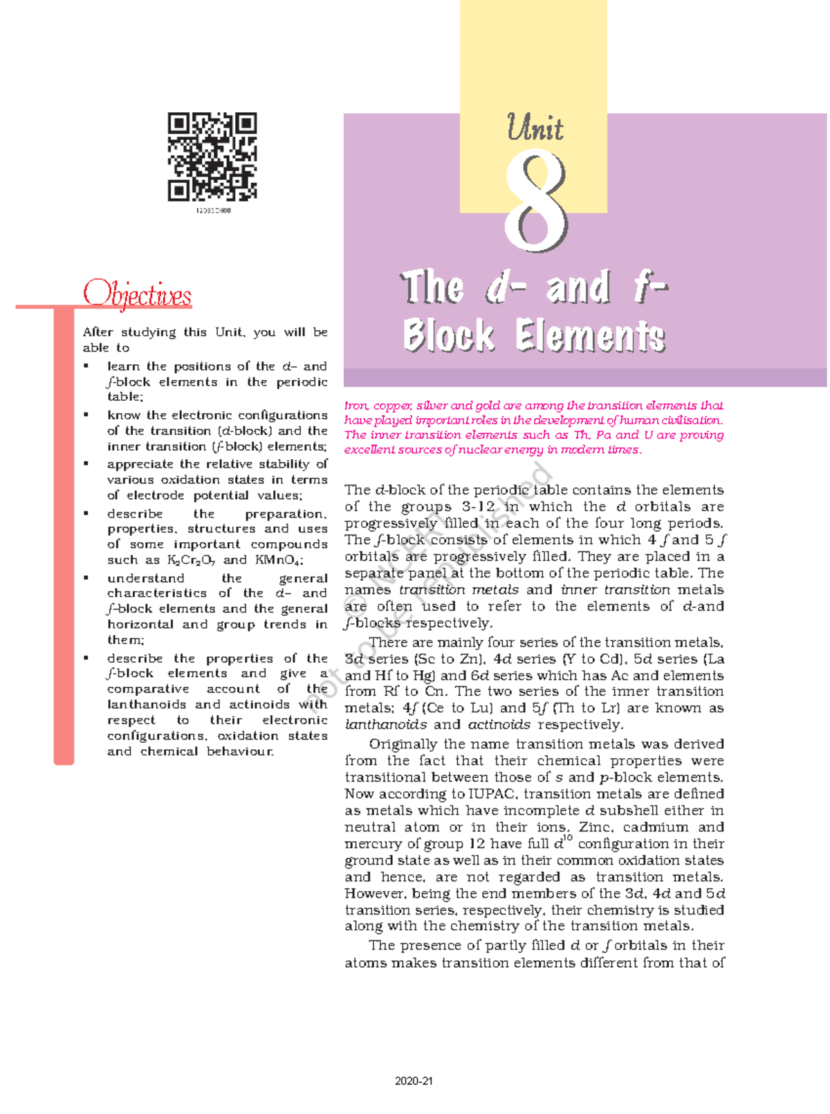 D and F Block Elements: Key Concepts and Characteristics (Chemistry 216 ...