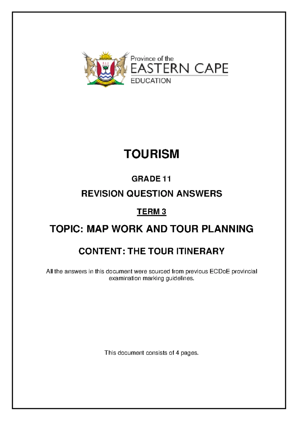 Grade 11 Tourism Term 2 Teaching Guide: Key Concepts & Strategies - Studocu
