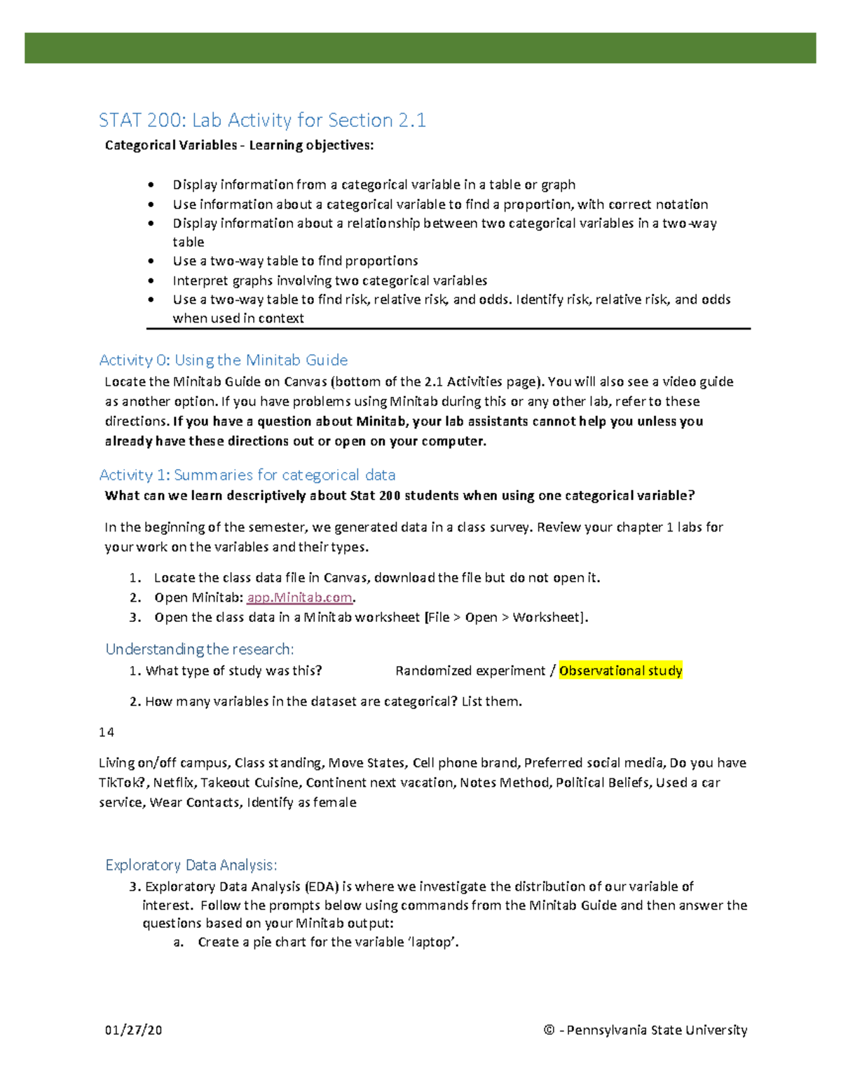 STAT 200: Lab Activity for Section 2.1 on Categorical Variables ...