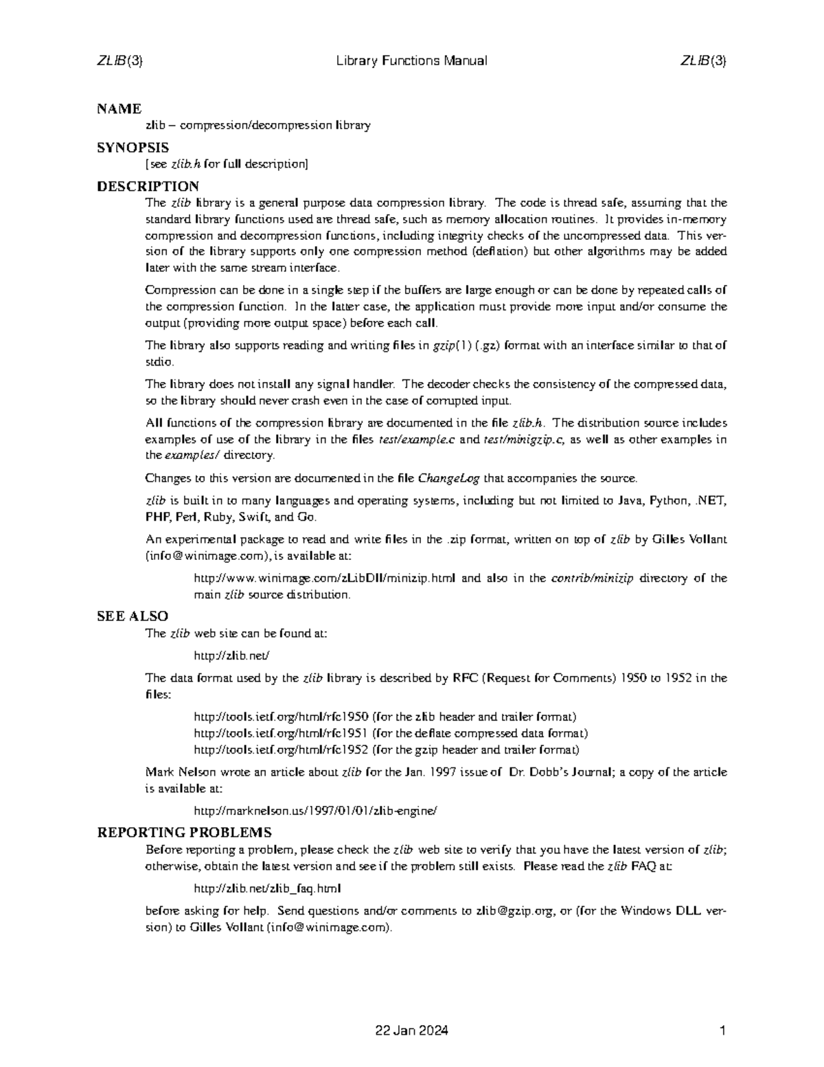 ZLIB(3) Library Functions Manual: Overview and Usage Guide - Studocu